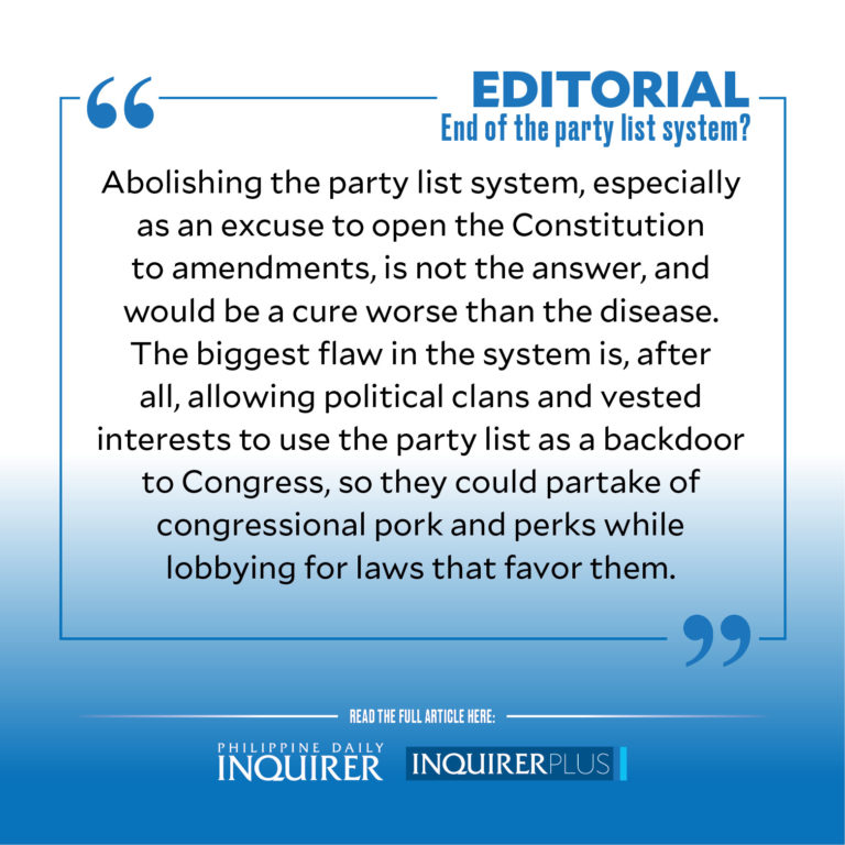 End of the party list system? | Inquirer Opinion