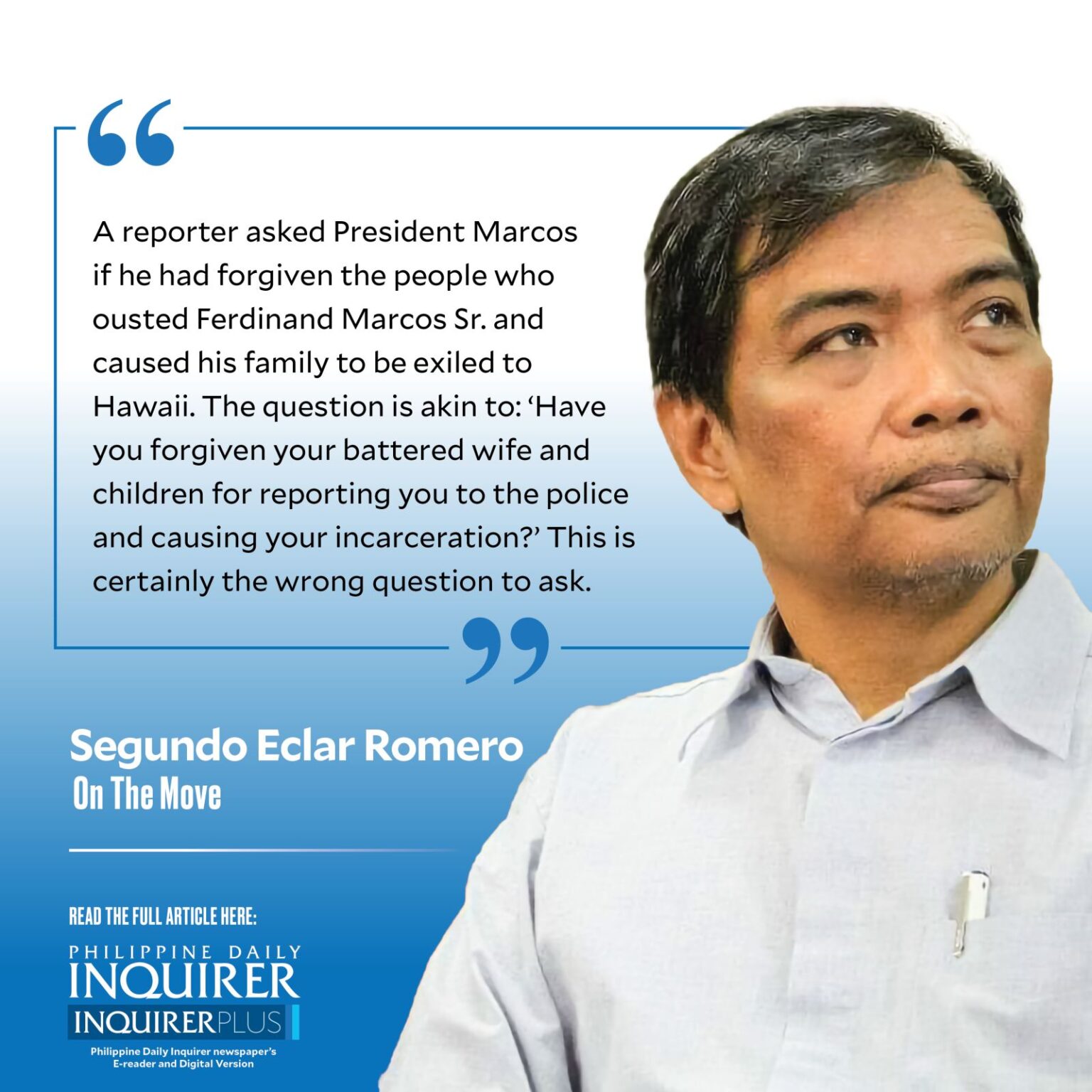 Forgiveness, Filipino style | Inquirer Opinion