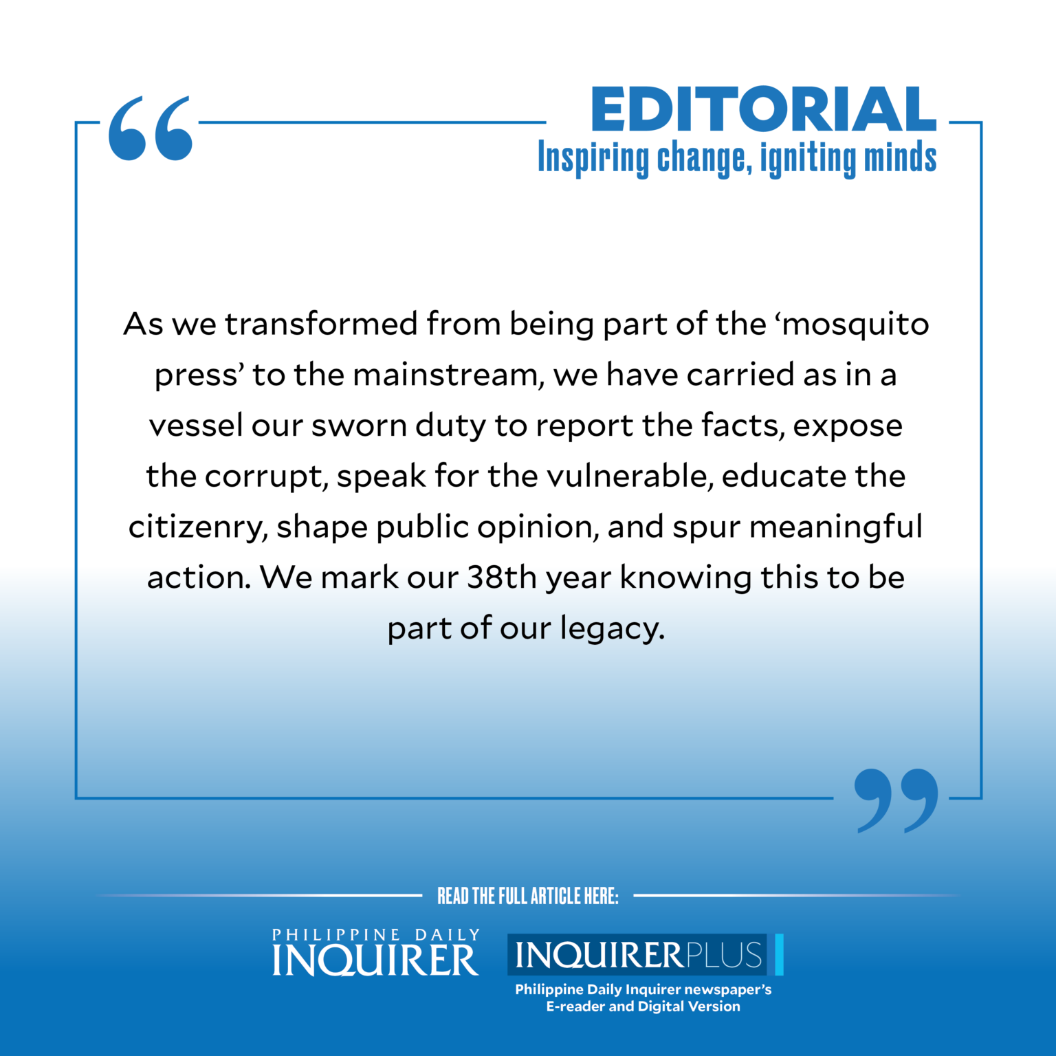 Inspiring change, igniting minds | Inquirer Opinion