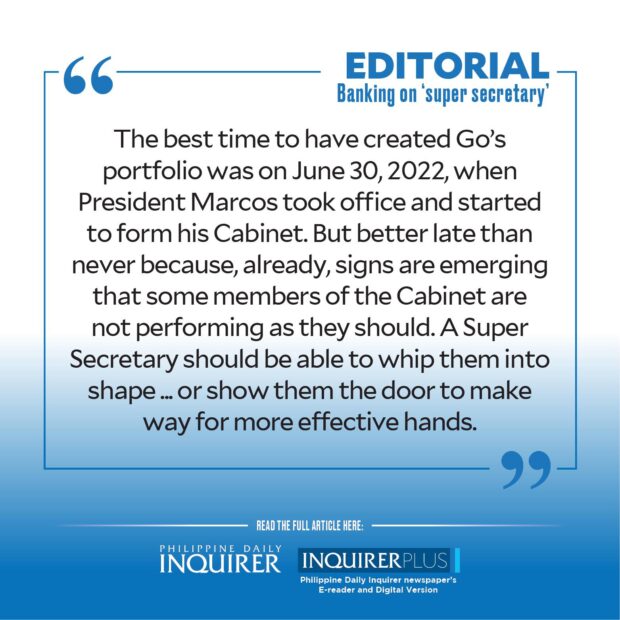 Banking on ‘super secretary’ | Inquirer Opinion
