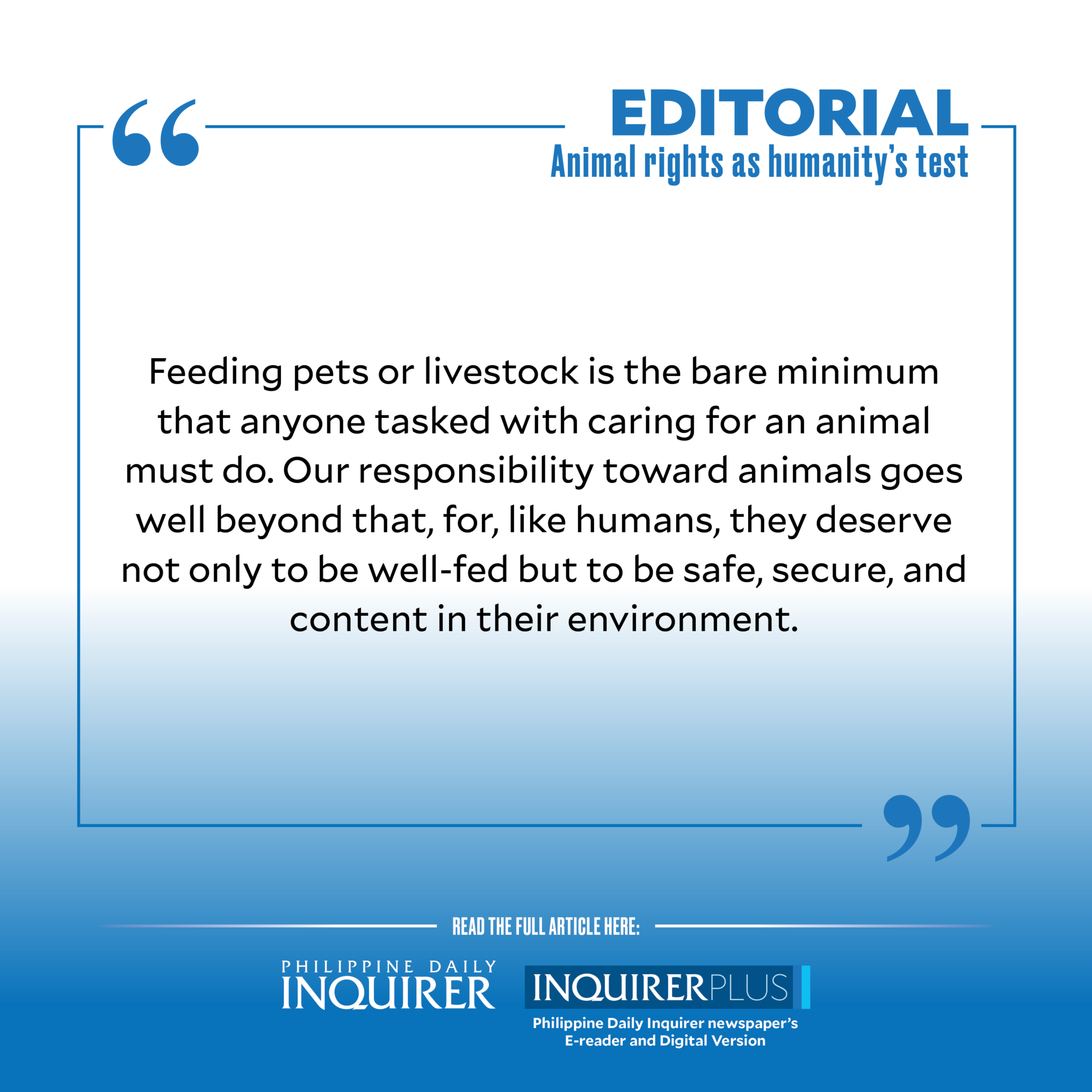 Animal rights as humanity’s test