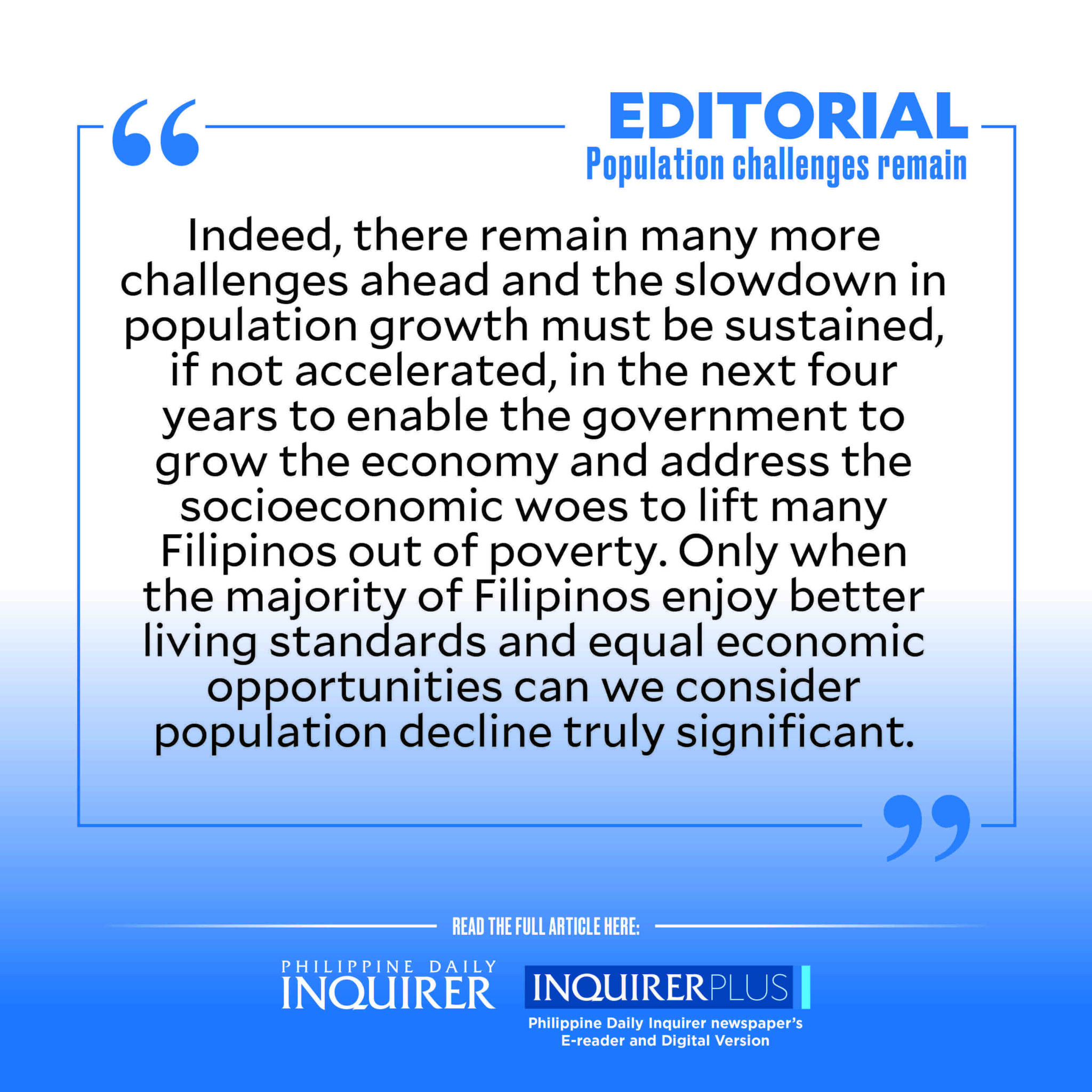 Population challenges remain