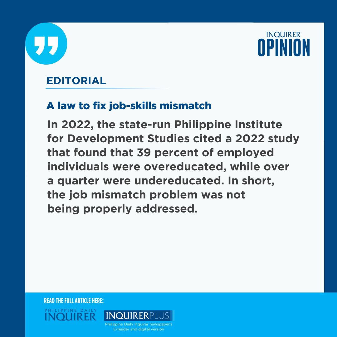 A law to fix job-skills mismatch | Inquirer Opinion