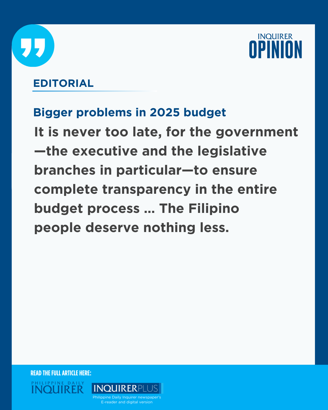 Bigger problems in 2025 budget