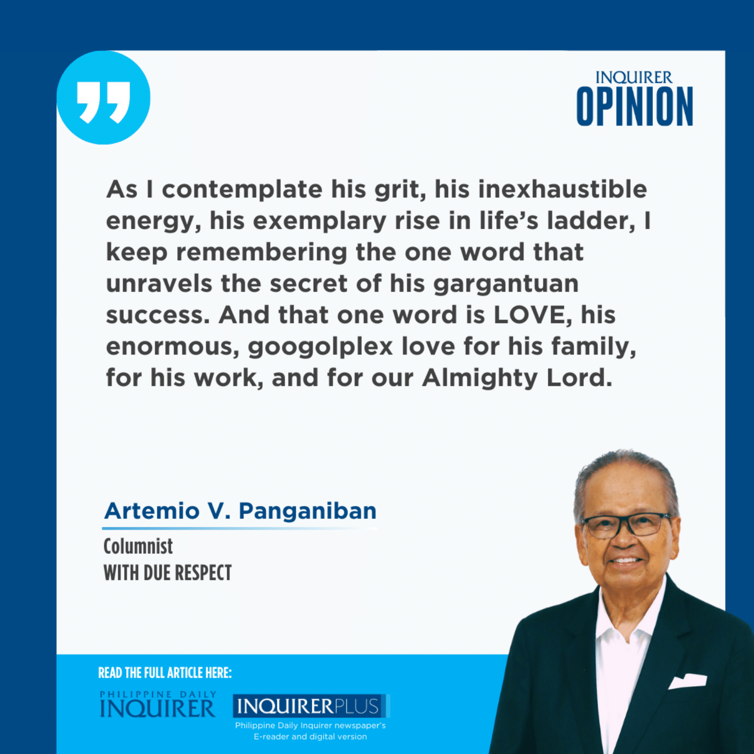 Bert Lina’s legacy of love | Inquirer Opinion