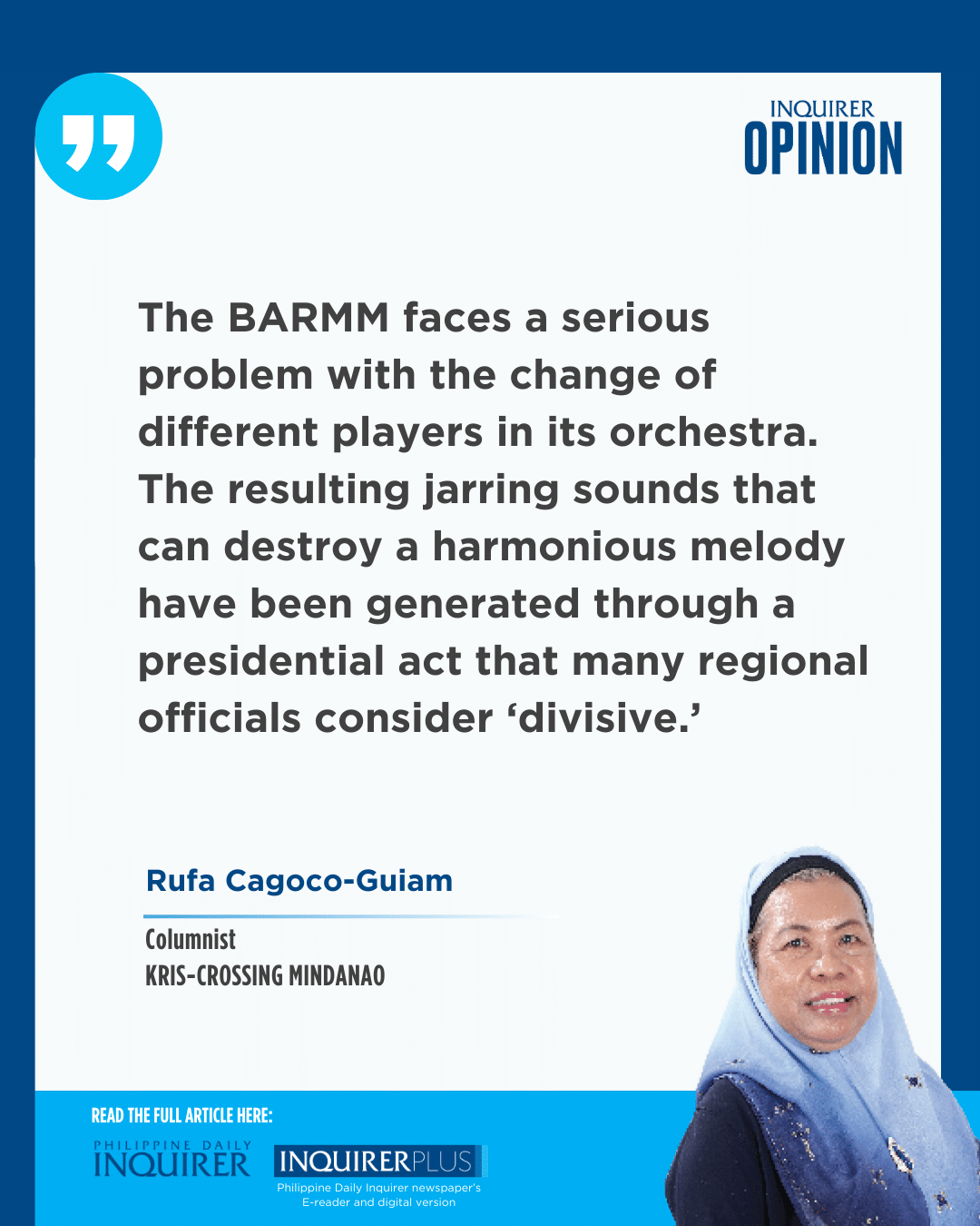 Discordant notes in the BARMM (2) | Inquirer Opinion