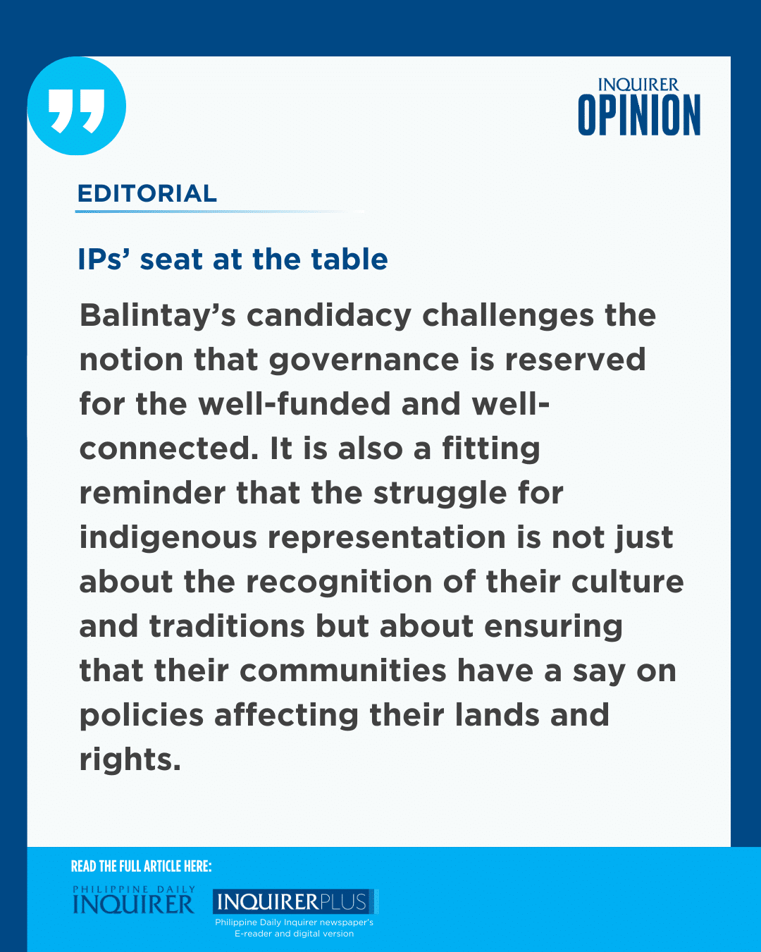 IPs’ seat at the table