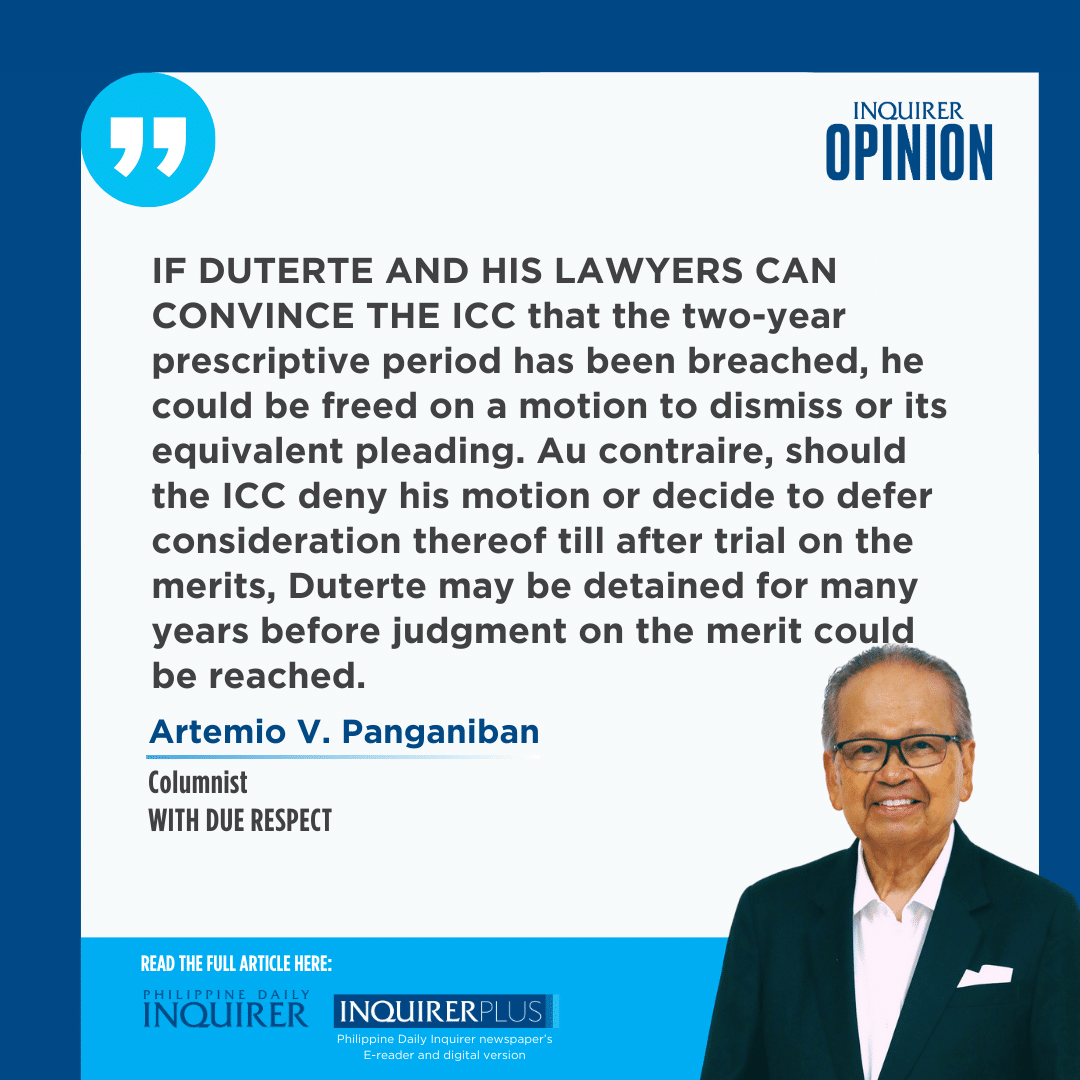 Pivotal issue in Duterte’s ICC case | Inquirer Opinion