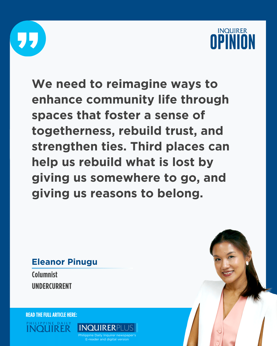 Fighting isolation with ‘third places’ | Inquirer Opinion