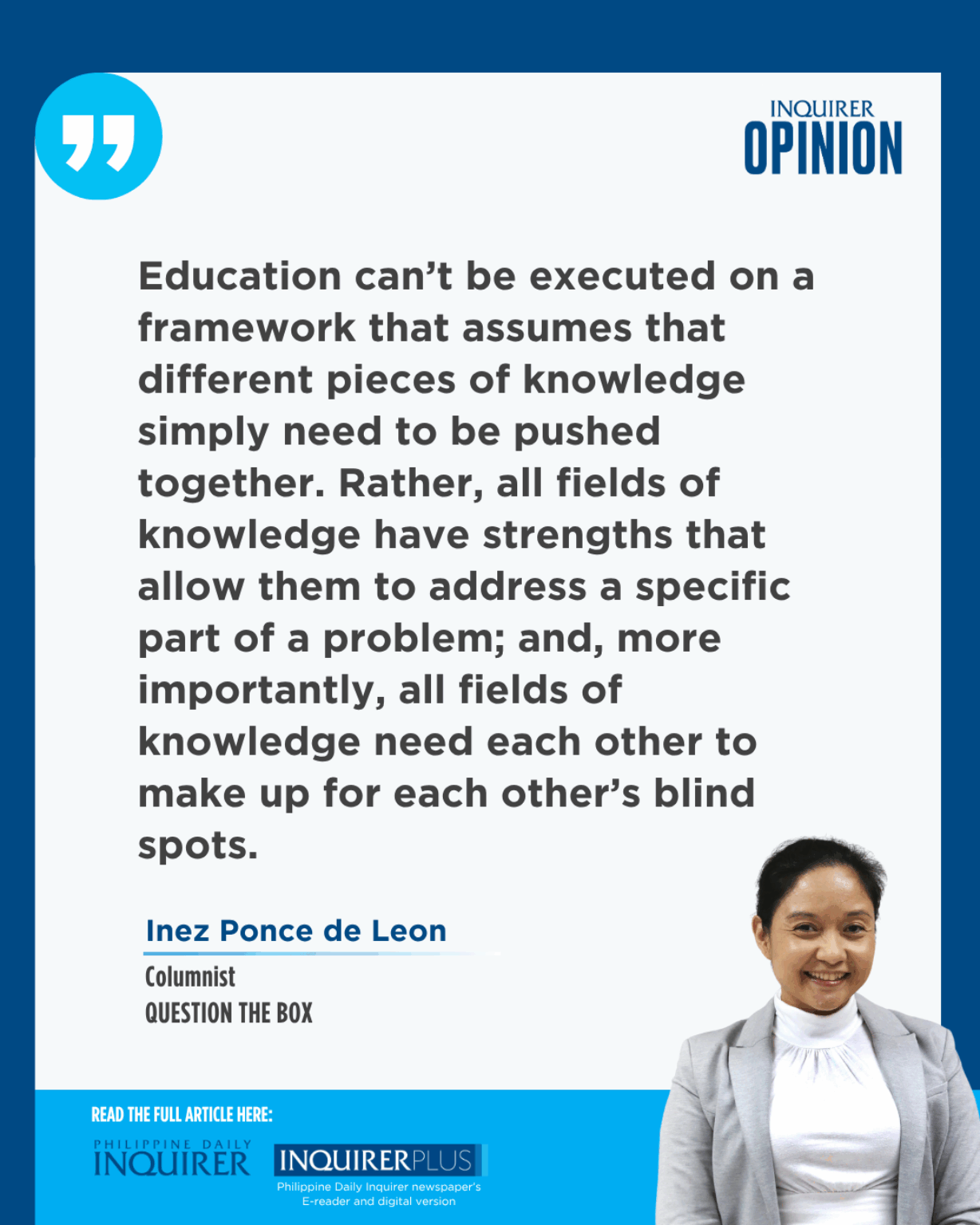 Holistic education in problem solving | Inquirer Opinion