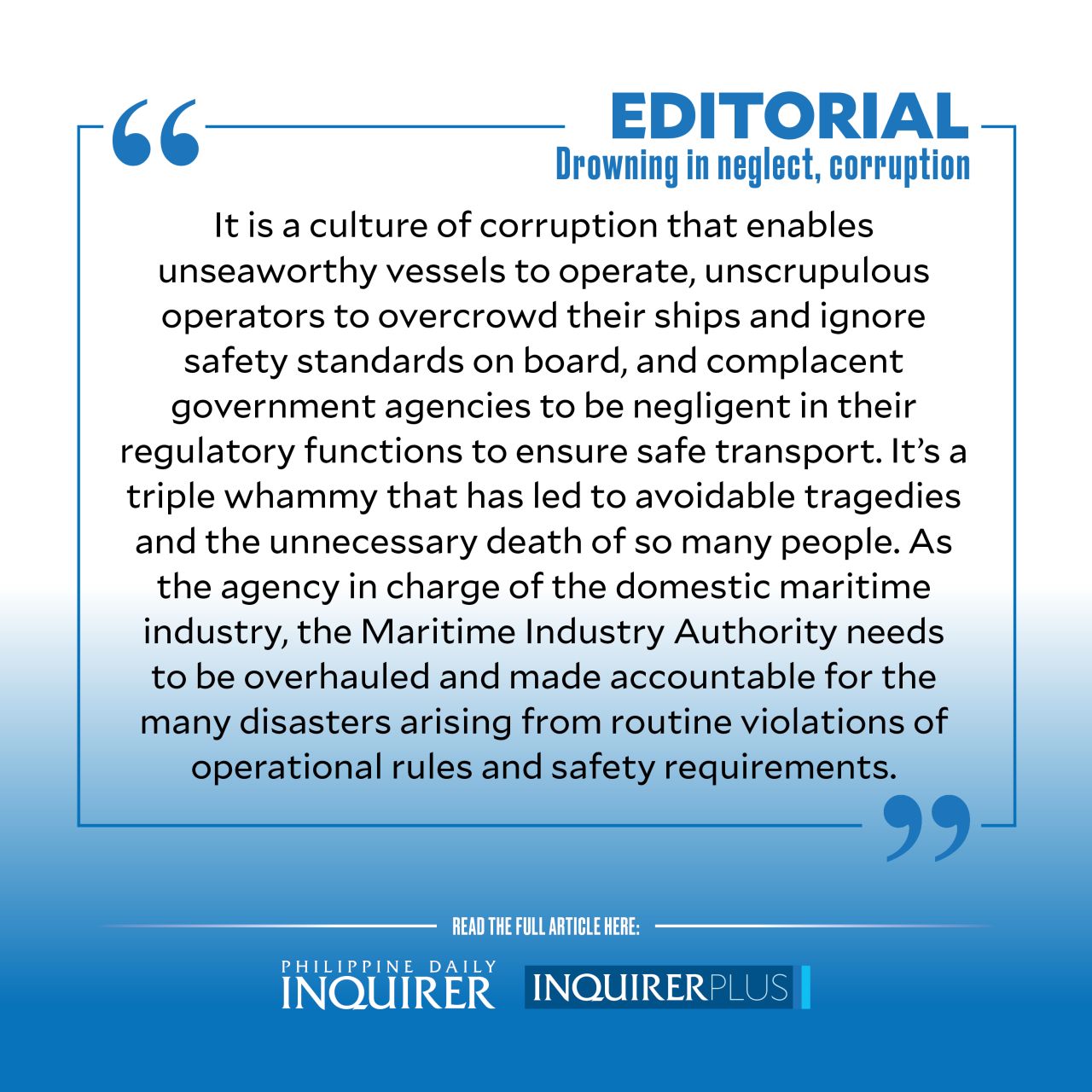 Drowning in neglect, corruption | Inquirer Opinion